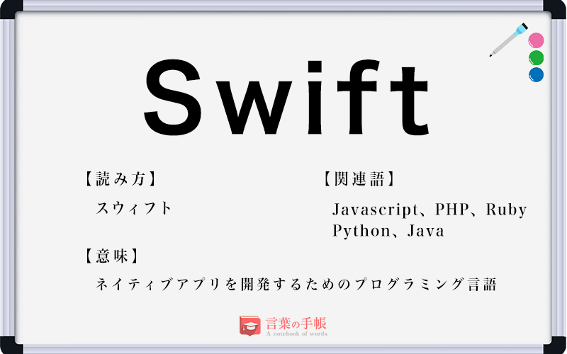 「Swift」の使い⽅や意味、例⽂や類義語を徹底解説! | 「言葉の手帳」様々なジャンルの言葉や用語の意味や使い方、類義語や例文まで徹底解説します。